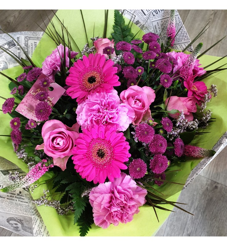 Bouquet "Louise" Fuchsia pink fleuriste leloup